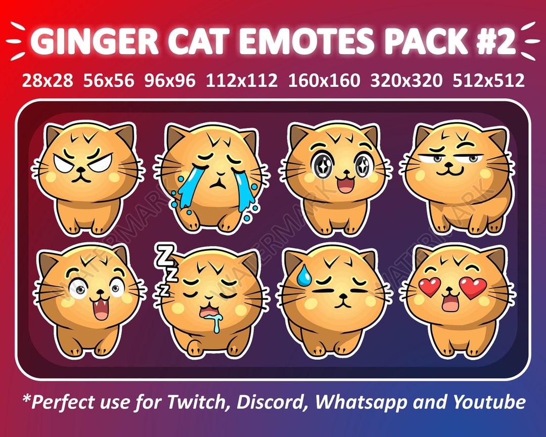 Ginger Cat Emotes Pack #2 / for Twitch Emote, Discord Emote, and ...