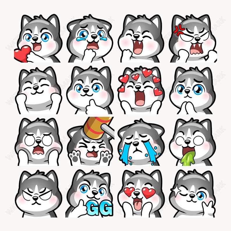 Husky Dog Emotes X 46 for Twitch & Discord Emote | Husky Dog Twitch ...