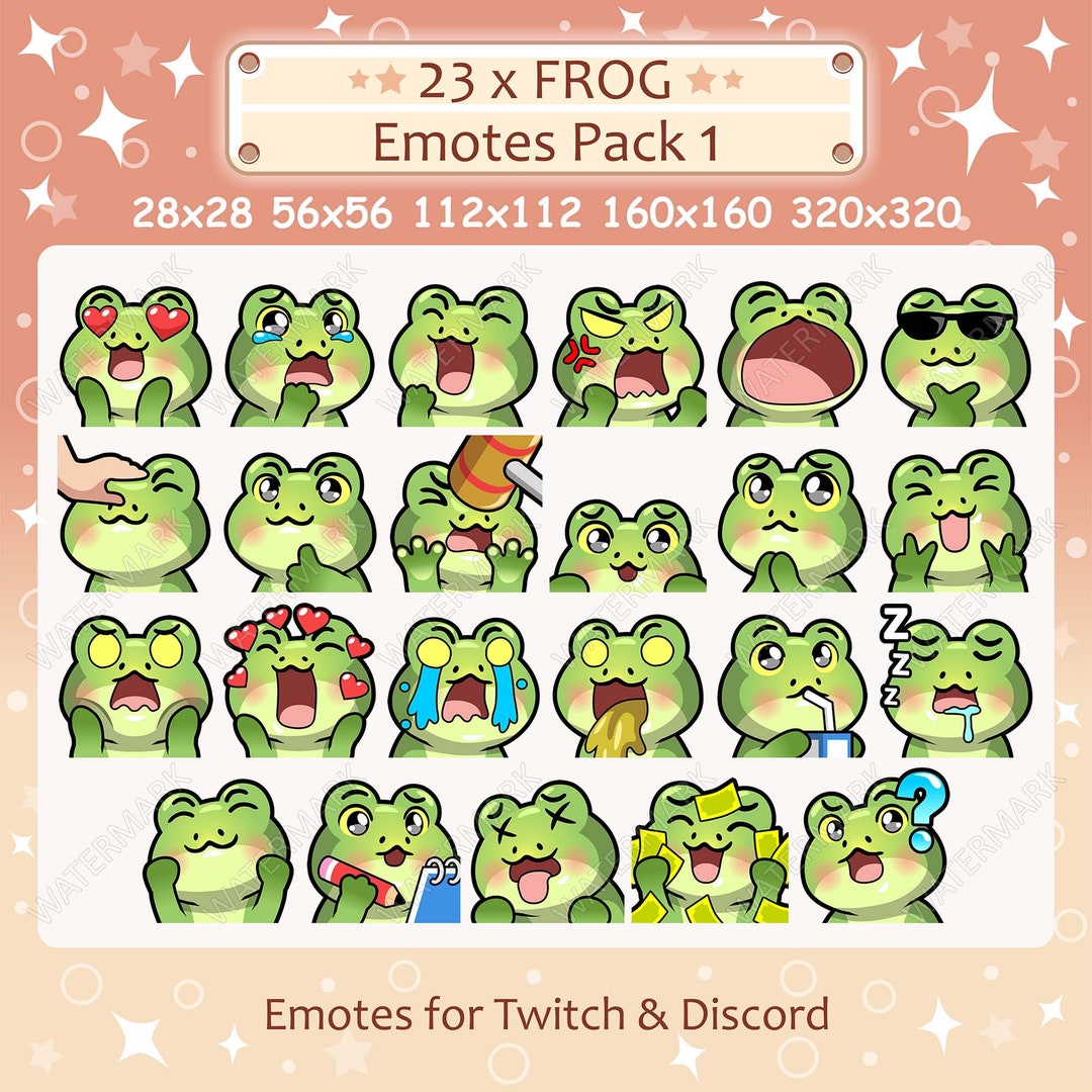 Cute Frog Emotes X 23 Pack 1 for Twitch & Discord Emote | Green Frog ...