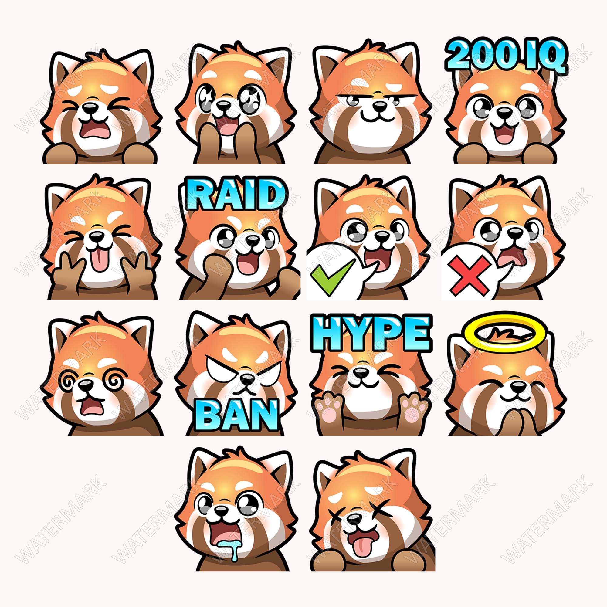 Red Panda Emotes X 46 for Twitch & Discord Emote Red Panda Twitch Emote ...