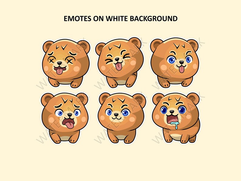 Cute Bear Emotes Pack #6 / Emotes for Twitch Emote, Discord Emote, and ...