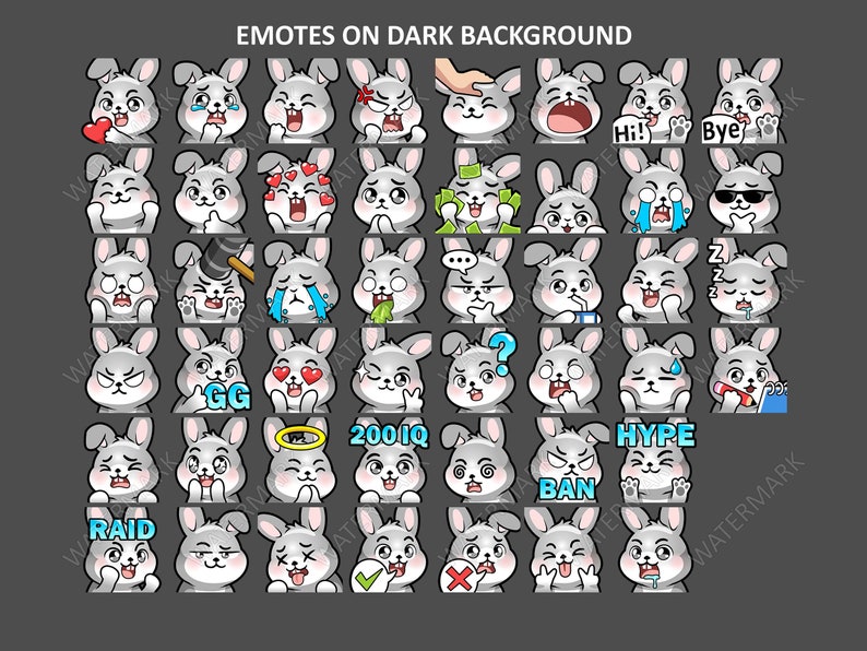 Bunny Emotes X 46 for Twitch & Discord Emote Rabbit Twitch - Etsy