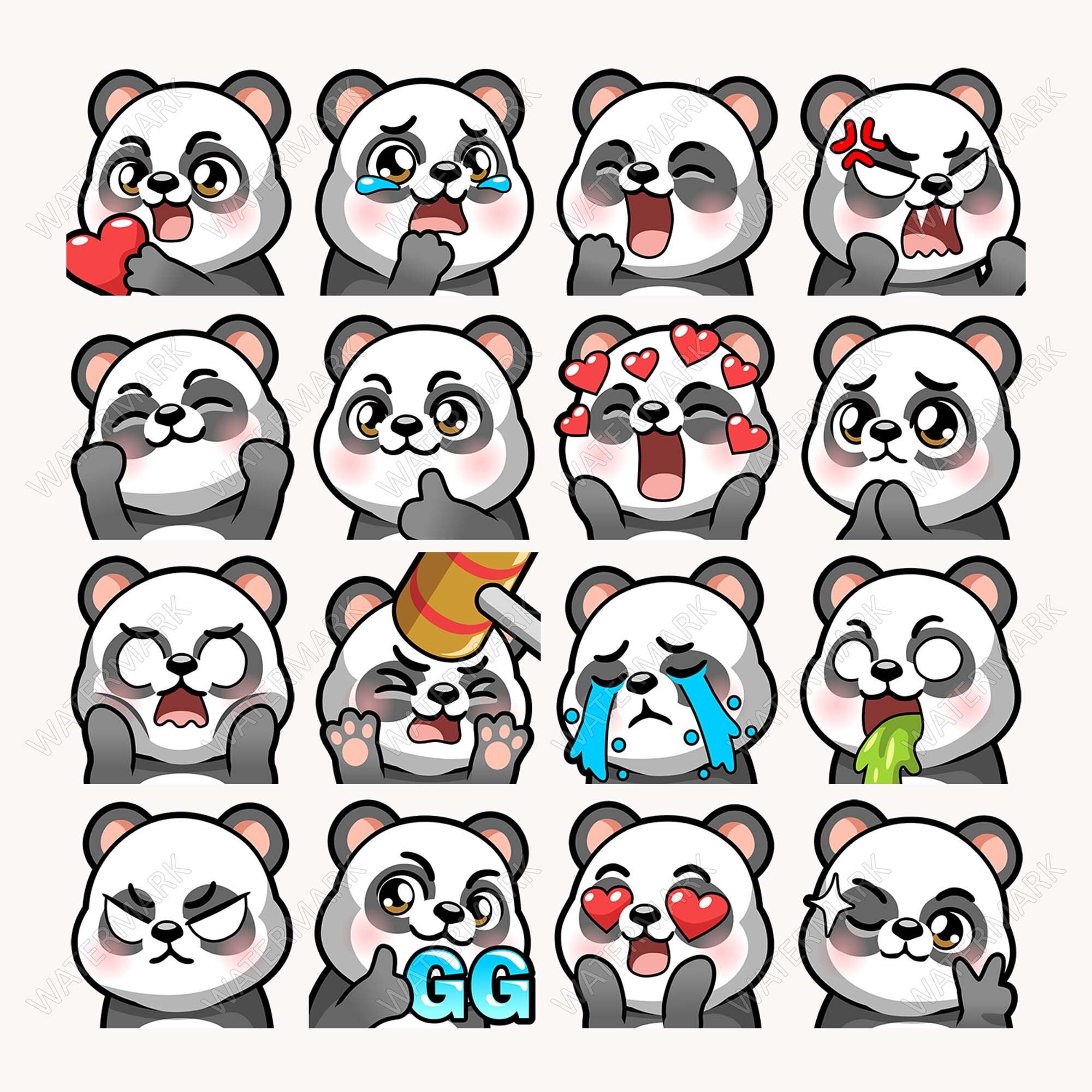 Panda Emotes X 46 for Twitch & Discord Emote | Panda Bear Twitch Emote ...