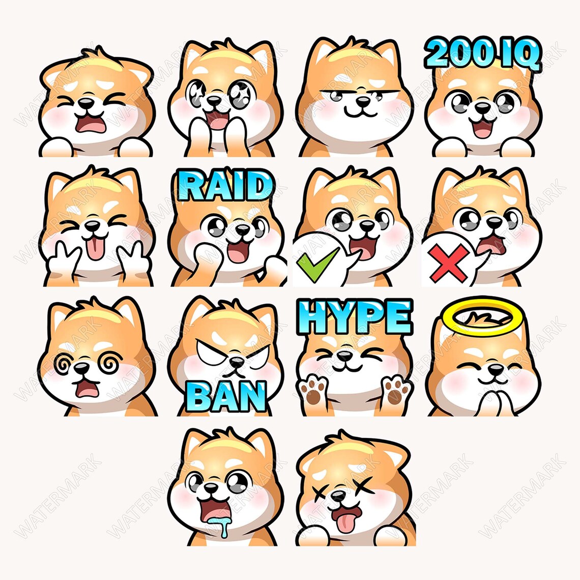 Shiba Inu Dog Emotes X 46 for Twitch & Discord Emote Shiba - Etsy