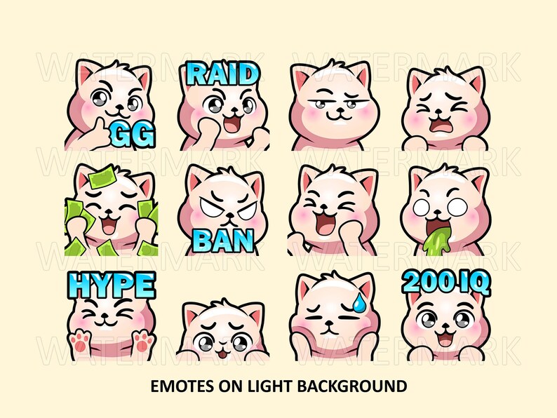 Cat Emotes Pack C / Emotes for Twitch and Discord Emote / Black Kitten ...