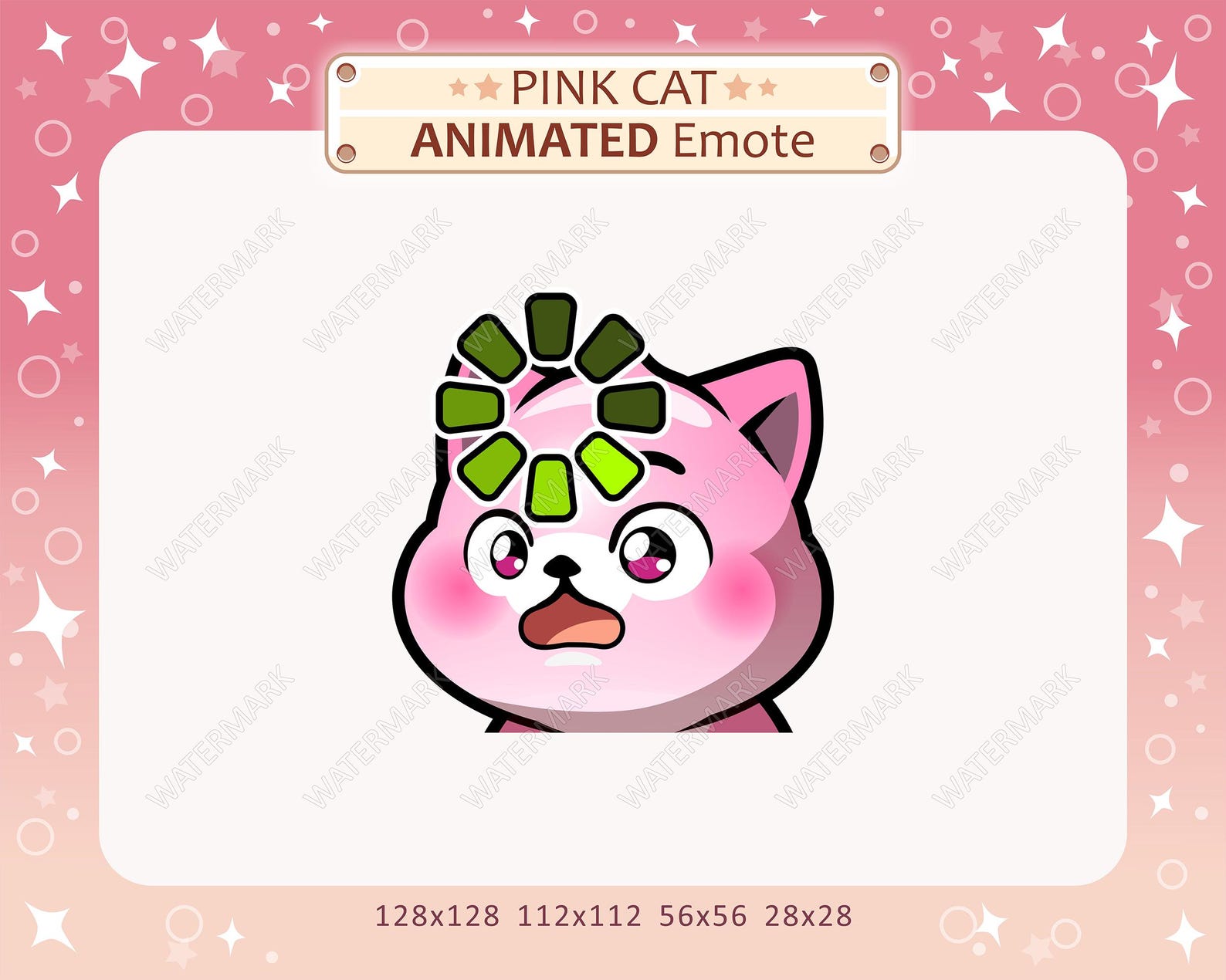 Animated Pink Cat Emote / Loading Sign Emote / Confused Emote - Etsy