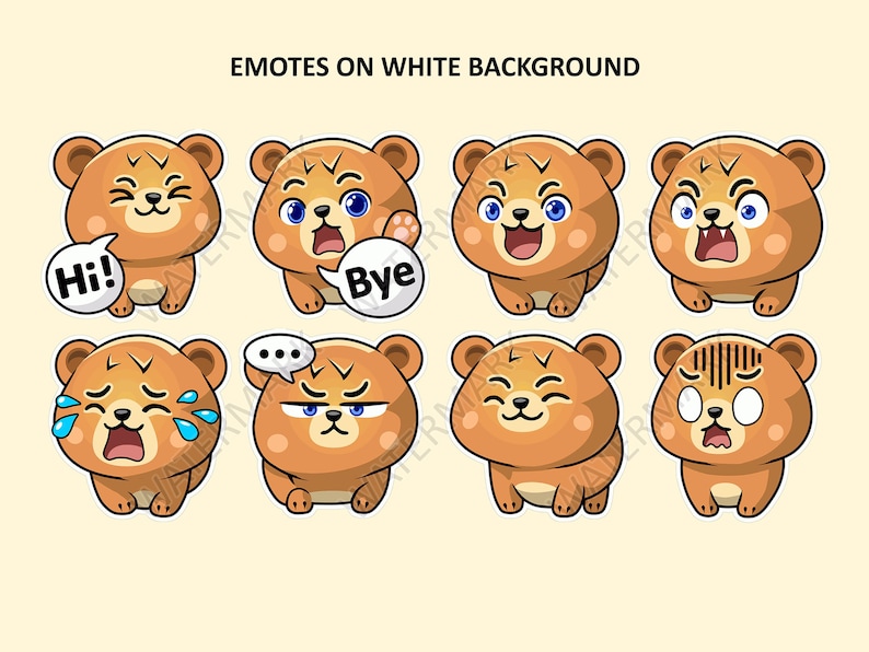 Cute Bear Emotes Pack #3 / Emotes for Twitch Emote, Discord Emote, and ...