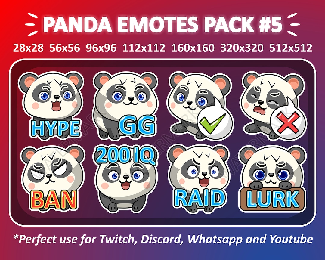 Panda Emotes Pack #5 / Emotes for Twitch Emote, Discord Emote, and ...