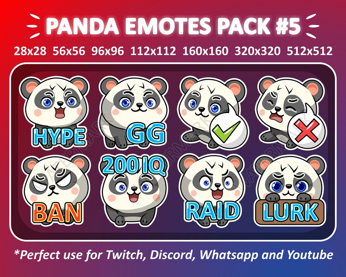 Panda Emotes Pack 5 / Emotes for Twitch Emote, Discord Emote, and ...