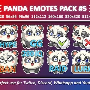 Panda Emotes Pack #5 / Emotes for Twitch Emote, Discord Emote, and ...