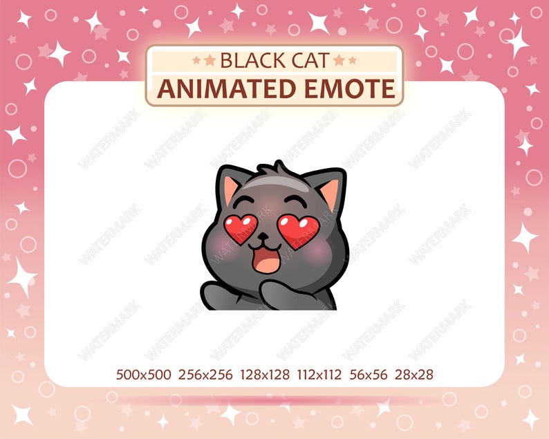 Emote animado de gato negro enamorado persiguiendo, emote de Twitch ...