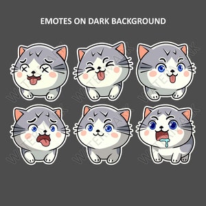 Gray Cat Emotes Pack #6 / for Twitch Emote, Discord Emote, and Whatsapp ...