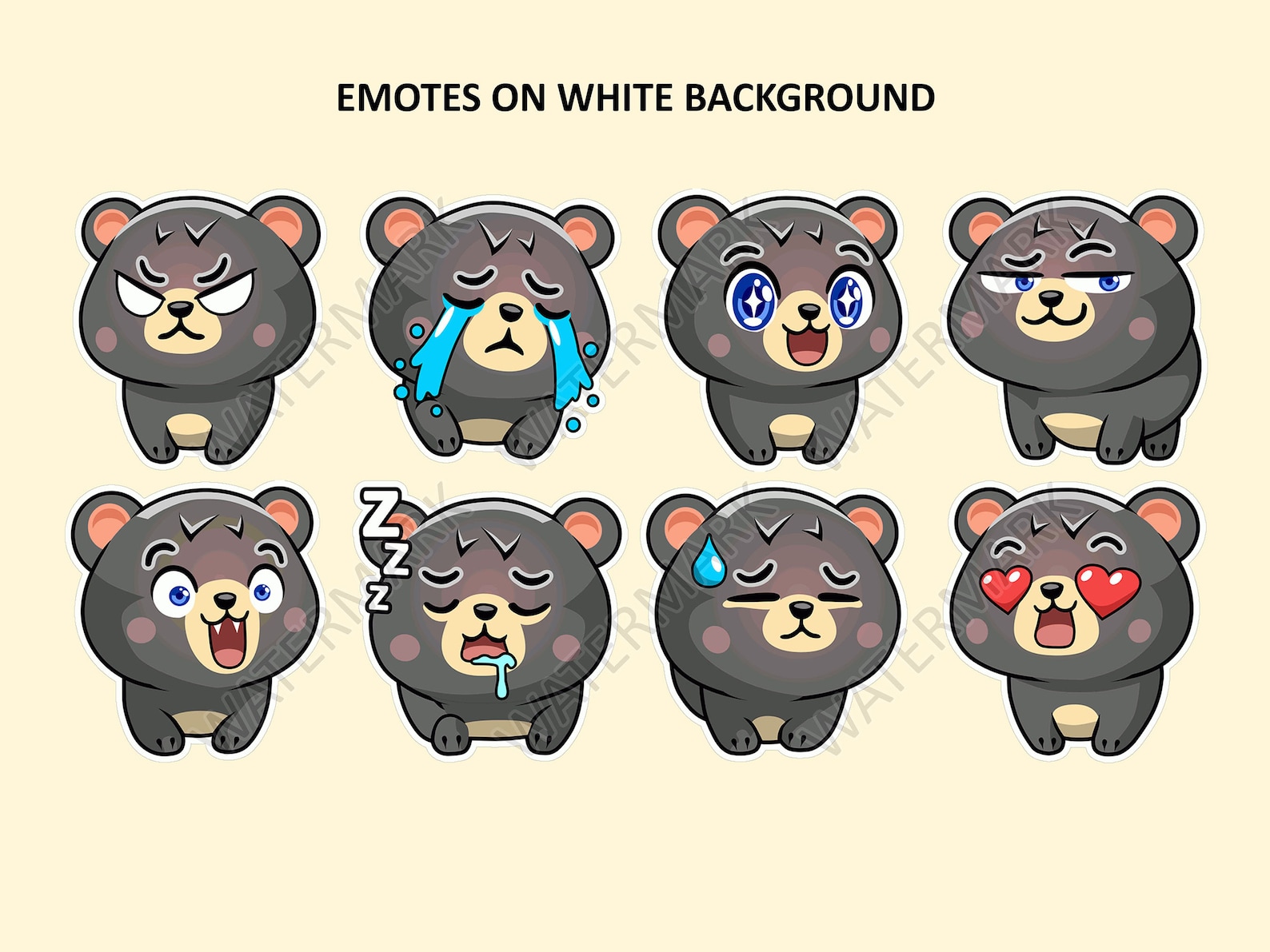 Black Bear Emotes Pack #2 / Emotes for Twitch Emote, Discord Emote, and ...