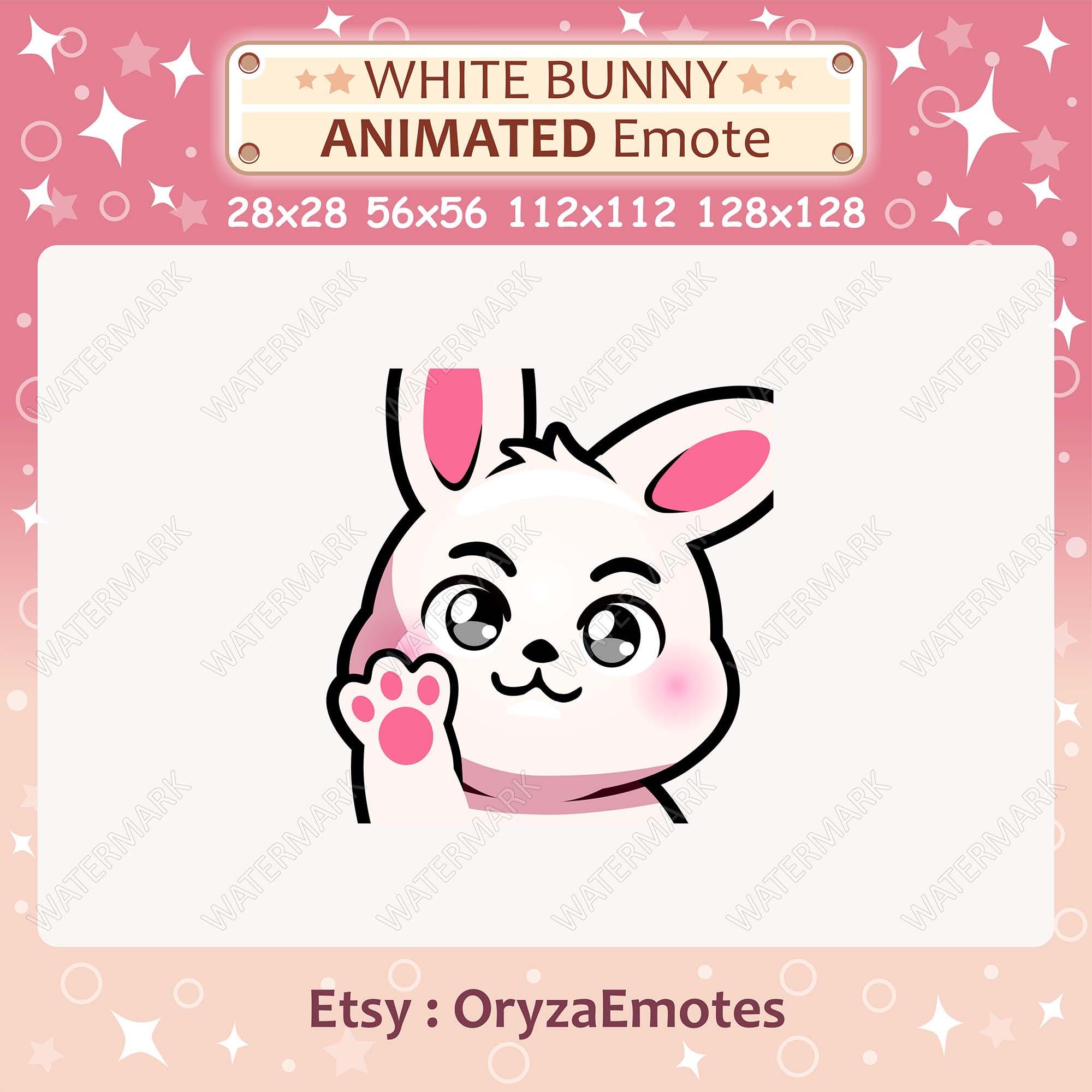 Animated Emote White Bunny Waving Emote / Twitch & Discord Hello Emote ...
