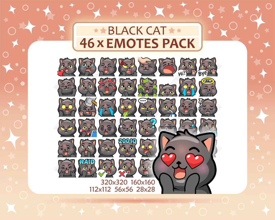 46 emoticones de gato negro para Twitch y Discord (listos para usar ...