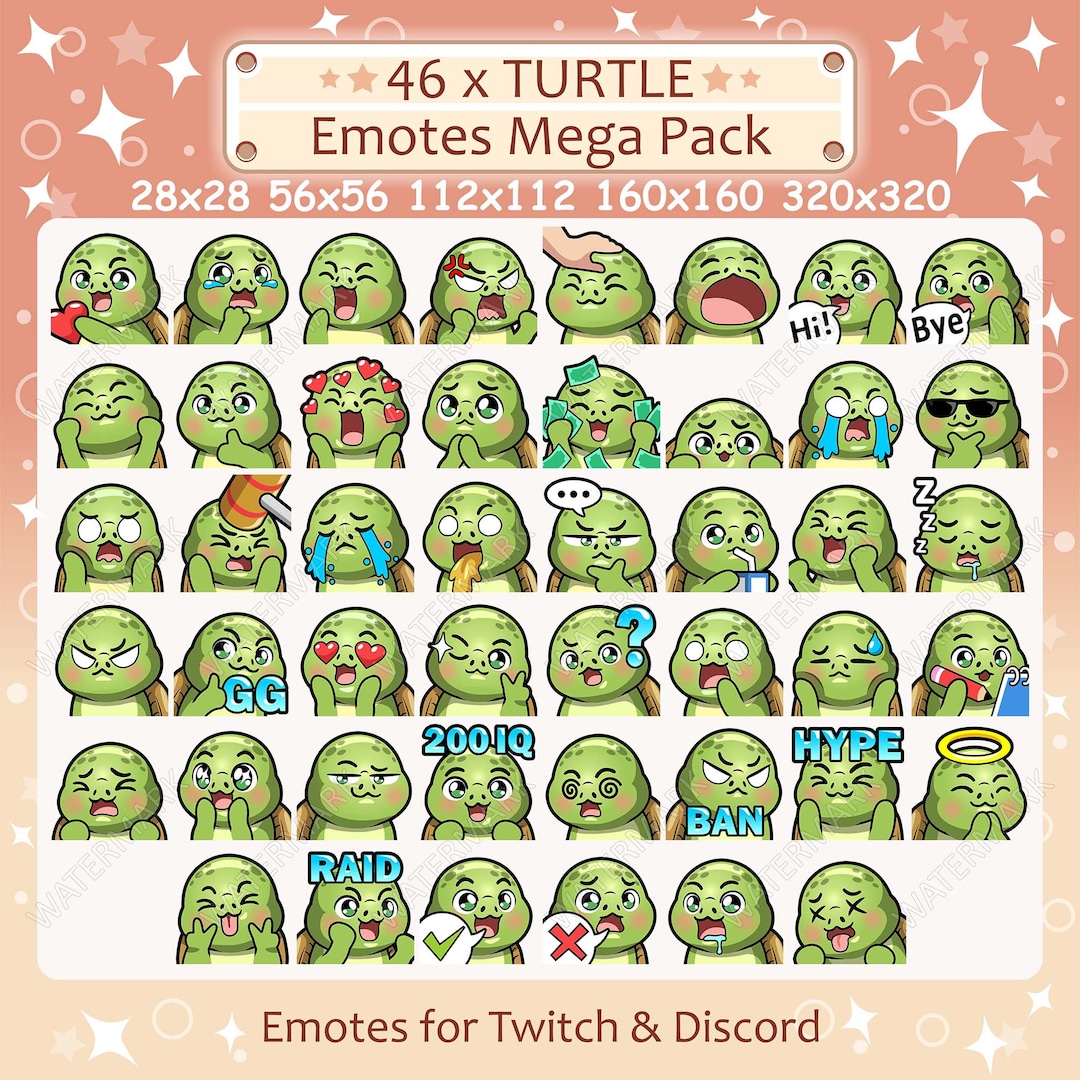Turtle Emotes X 46 for Twitch and Discord Emote | Turtle Twitch Emote ...