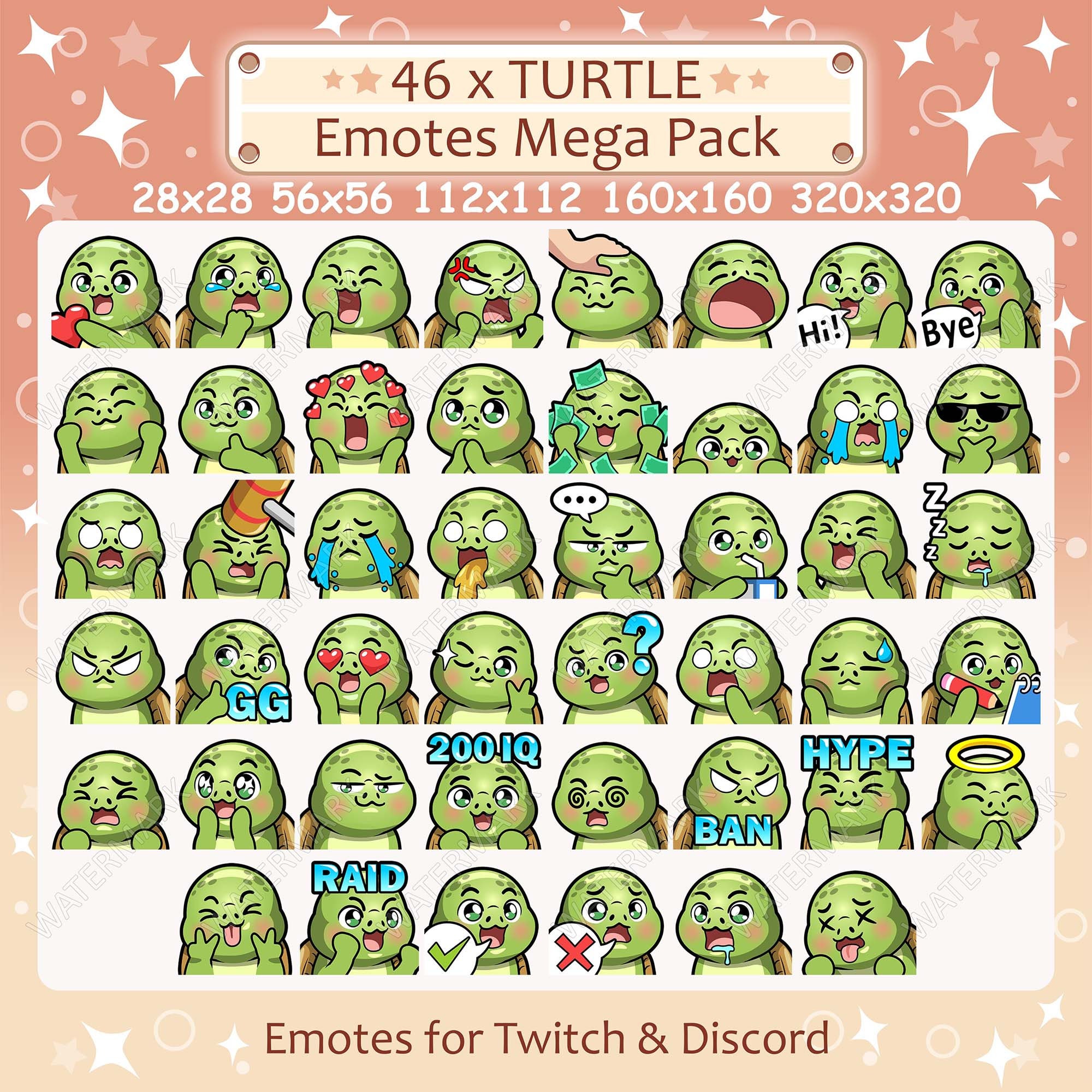 Turtle Emotes X 46 for Twitch and Discord Emote | Turtle Twitch Emote ...