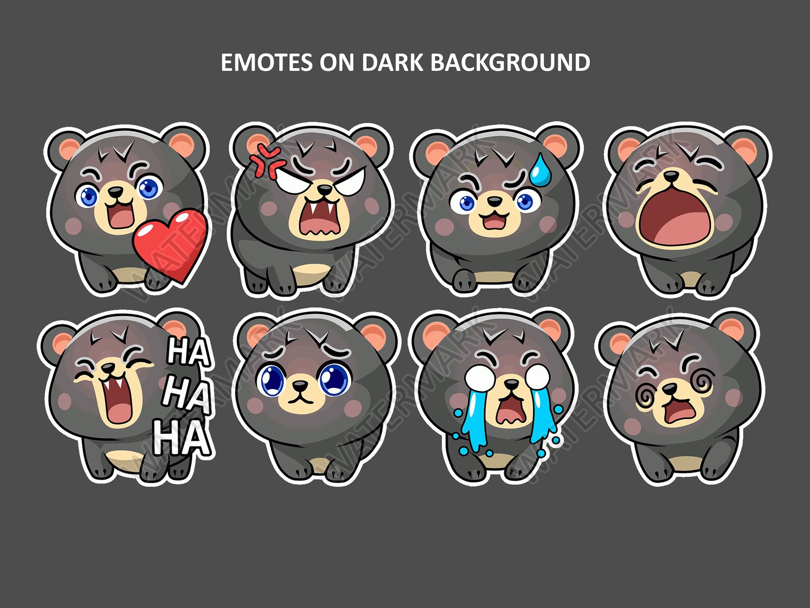 Black Bear Emotes Pack 1 / Emotes for Twitch Emote, Discord Emote, and ...