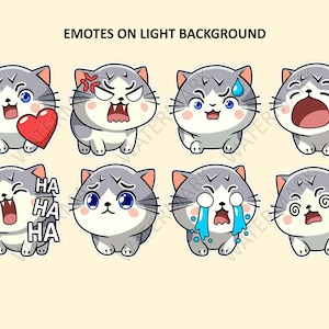 Gray Cat Emotes Pack #1 / for Twitch Emote, Discord Emote, and Whatsapp ...