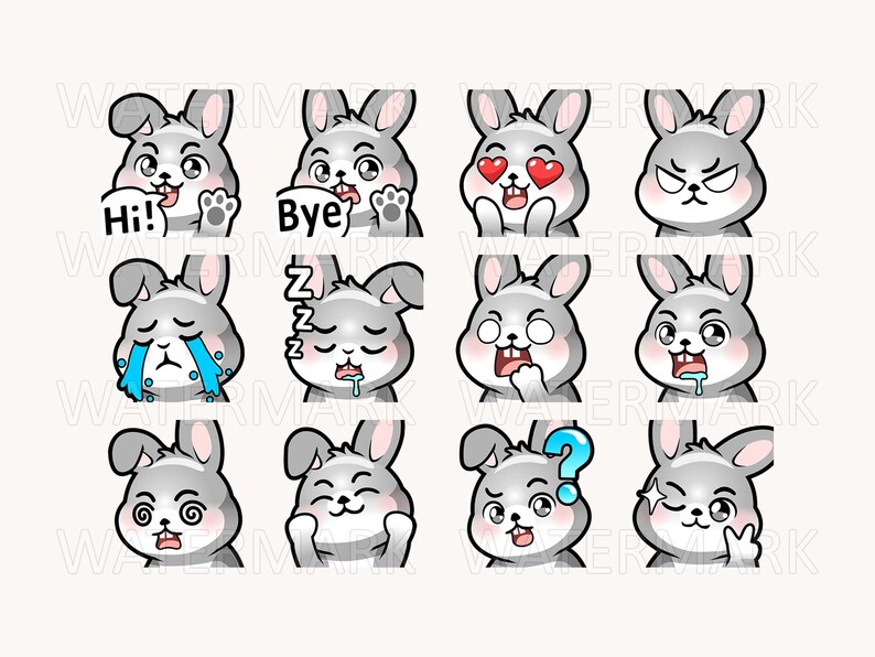 Bunny Emotes X 46 for Twitch & Discord Emote Rabbit Twitch - Etsy