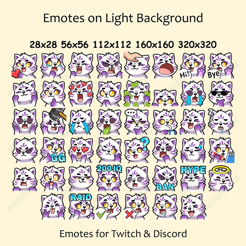 46 Purple Kitsune Fox Emotes Pack, Twitch Emotes, Discord Emotes, PNG ...
