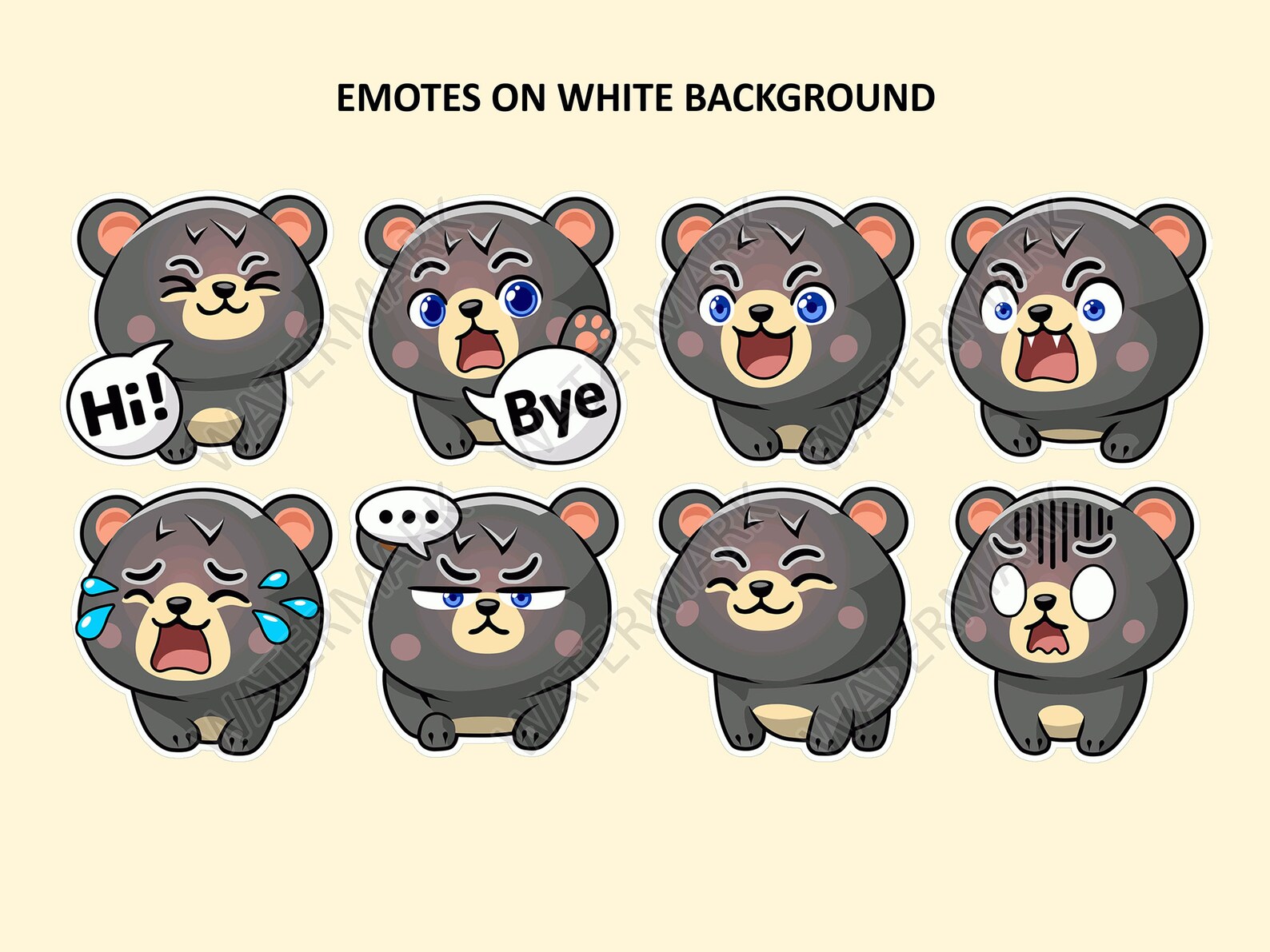 Black Bear Emotes Pack #3 / Emotes for Twitch Emote, Discord Emote, and ...