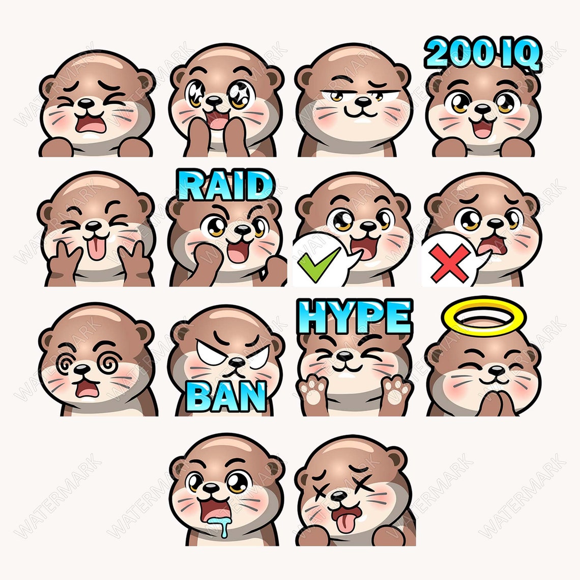 Otter Emotes X 46 for Twitch & Discord Emote Otter Twitch Emote Pack ...