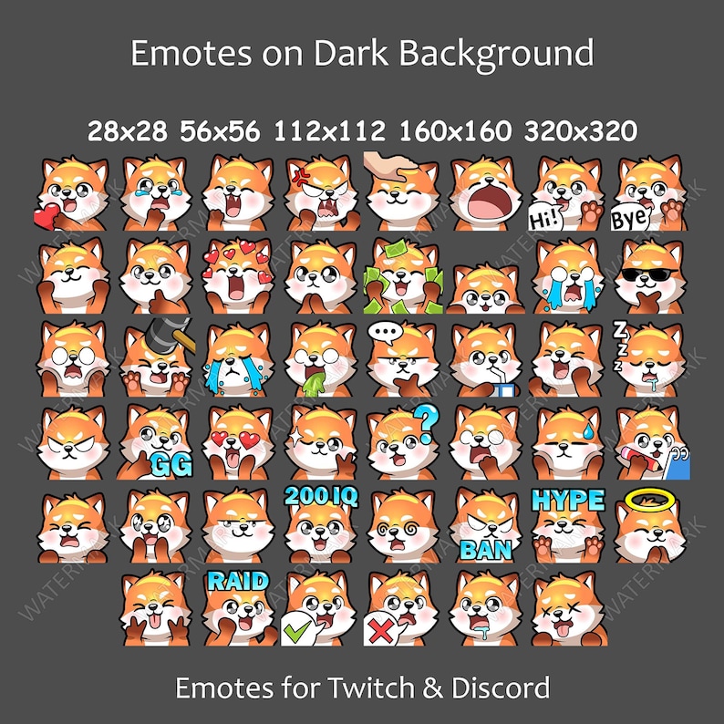 Fox Emotes X 46 For Twitch And Discord Emote Red Fox Twitch Emote Pack