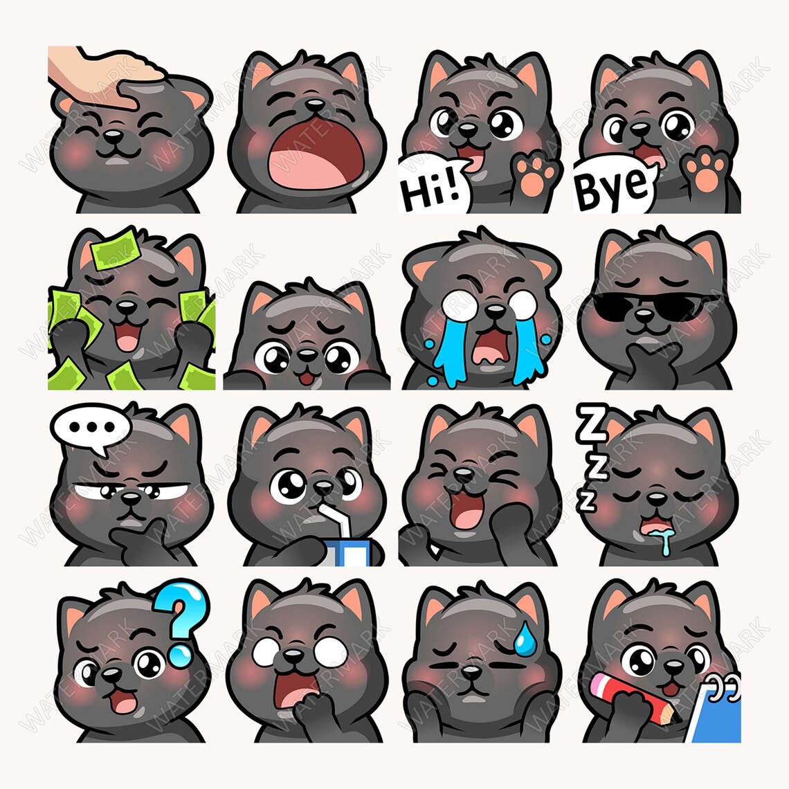 Black Dog Emotes X 46 for Twitch & Discord Emote Black Dog Twitch Emote ...