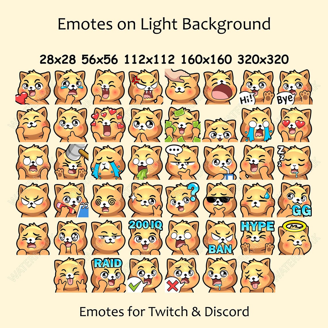 Orange Cat Emotes X 46 for Twitch & Discord Emote | Ginger Cat Twitch ...