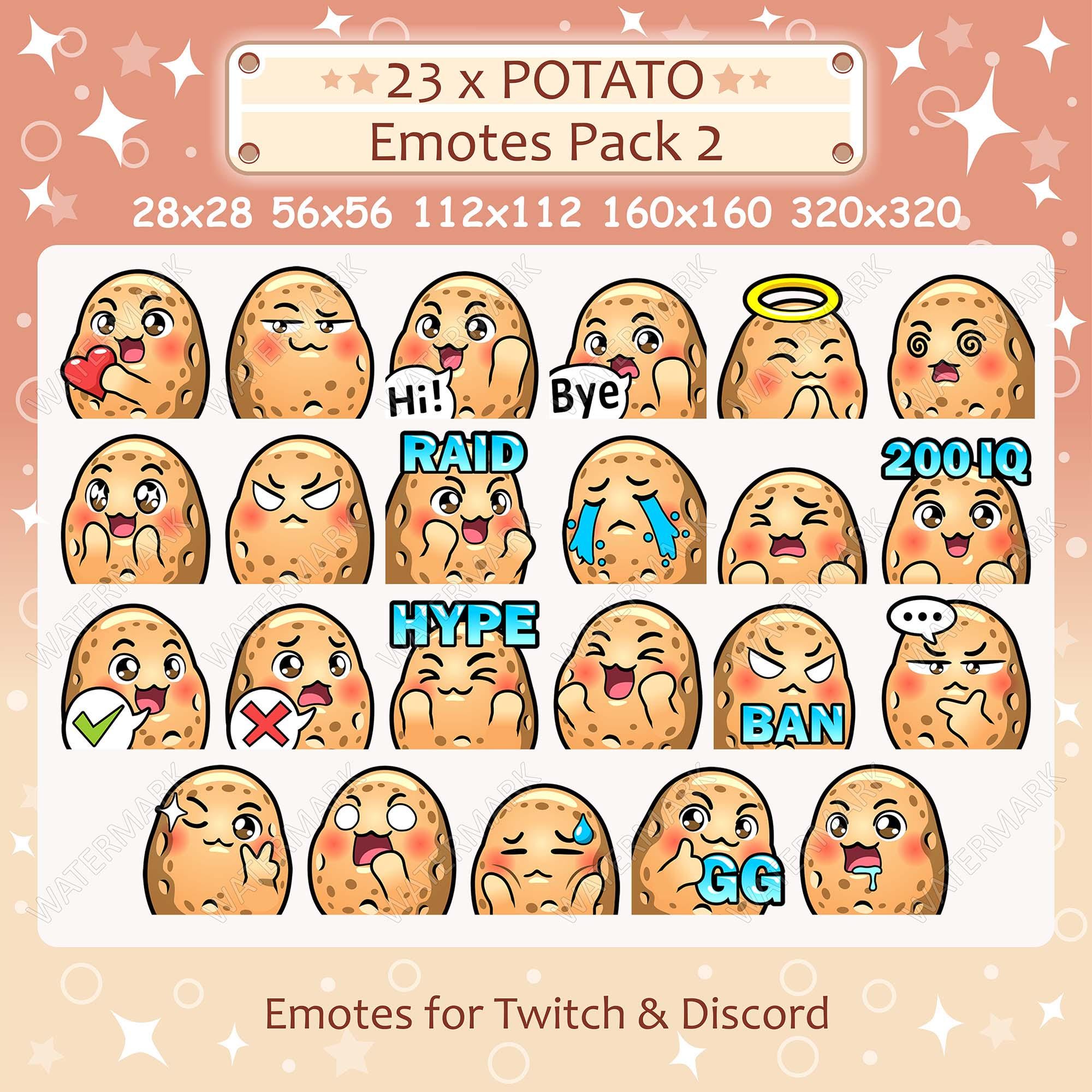 Potato Emotes X 23 Pack 2 for Twitch and Discord Emote | Potato Twitch ...