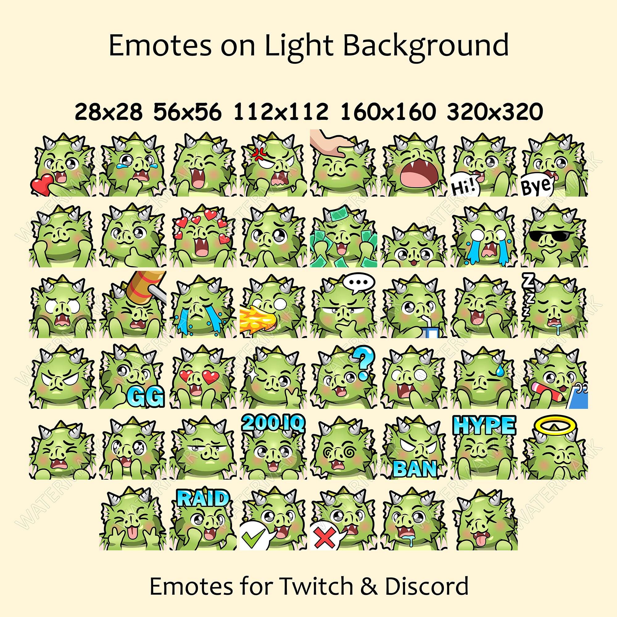 Dragon Emotes X 46 for Twitch & Discord Emote | Green Dragon Twitch ...
