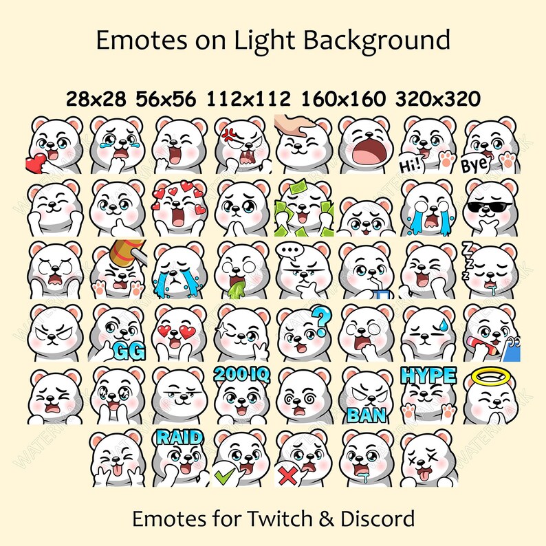 Polar Bear Emotes X 46 for Twitch & Discord Emote | Polar Bear Twitch ...