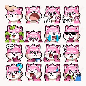 Pink Fox Emotes X 46 for Twitch & Discord Emote | Pink Fox Twitch Emote ...
