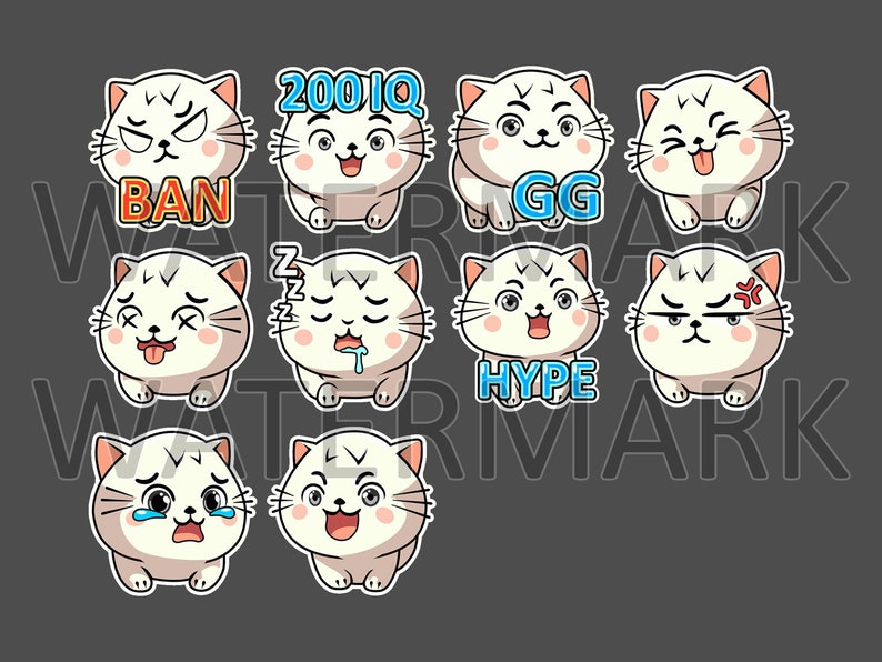 White Cat Emotes X 46 for Twitch & Discord Emote and Whatsapp Emote ...
