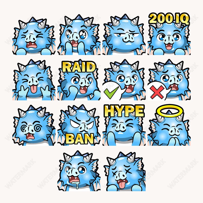 Blue Dragon Emotes X 46 for Twitch & Discord Emote | Blue Dragon Twitch ...