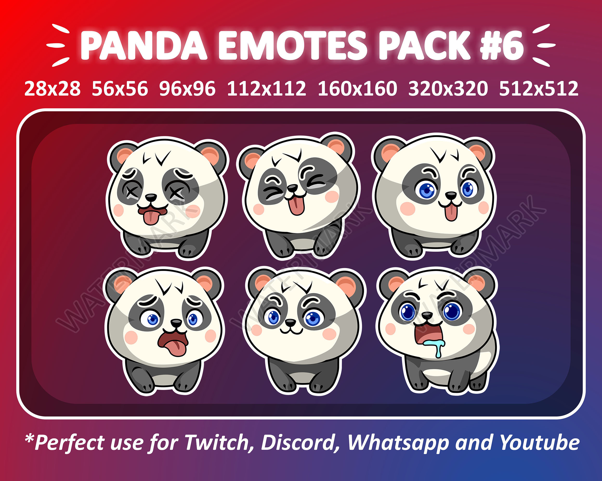Panda Emotes Pack 6 / Emotes for Twitch Emote, Discord Emote, and ...
