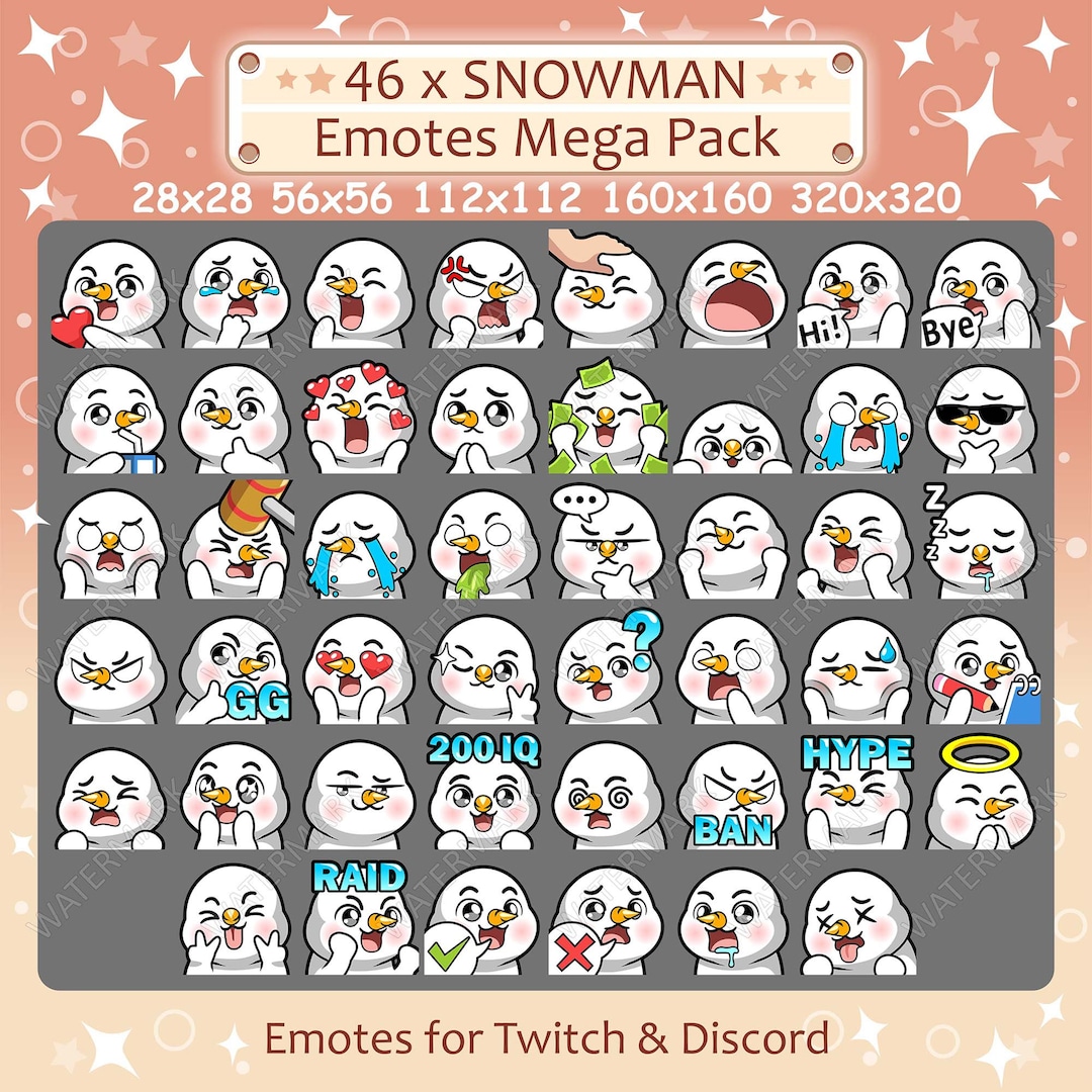 Snowman Emotes X 46 for Twitch & Discord Emote | Christmas Snowman ...