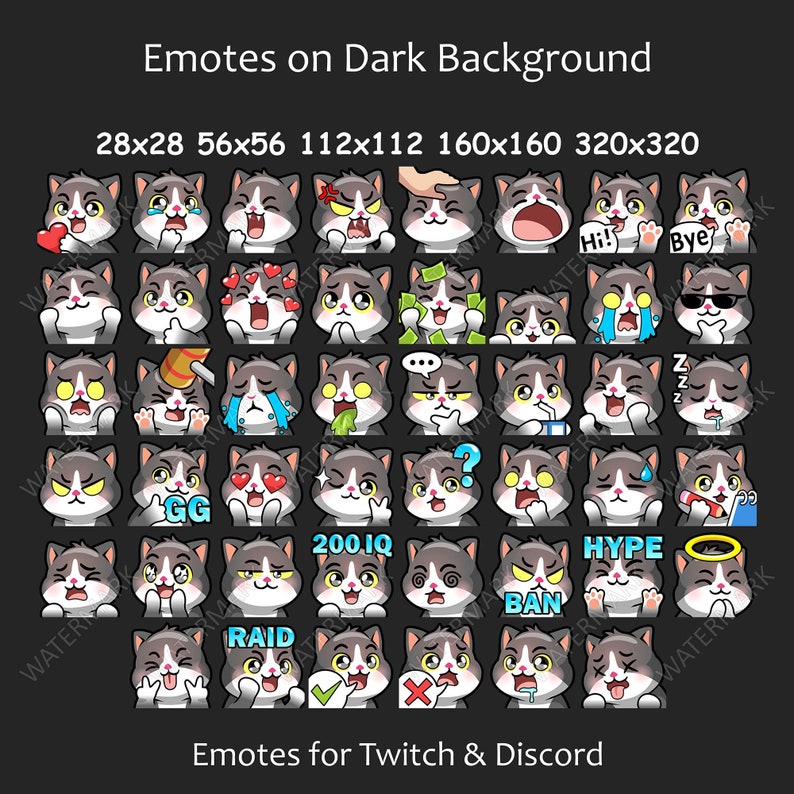 Tuxedo Cat Emotes X 46 for Twitch & Discord Emote | Tuxedo Cat Twitch ...