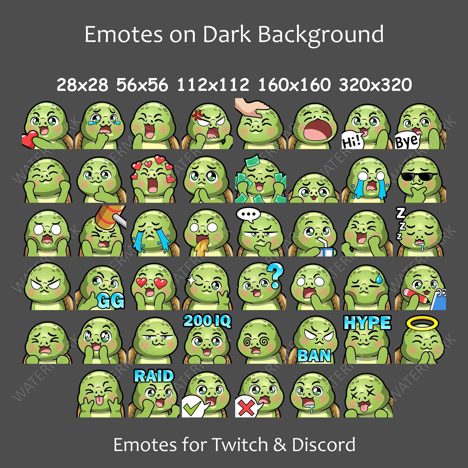 Turtle Emotes X 46 for Twitch and Discord Emote | Turtle Twitch Emote ...