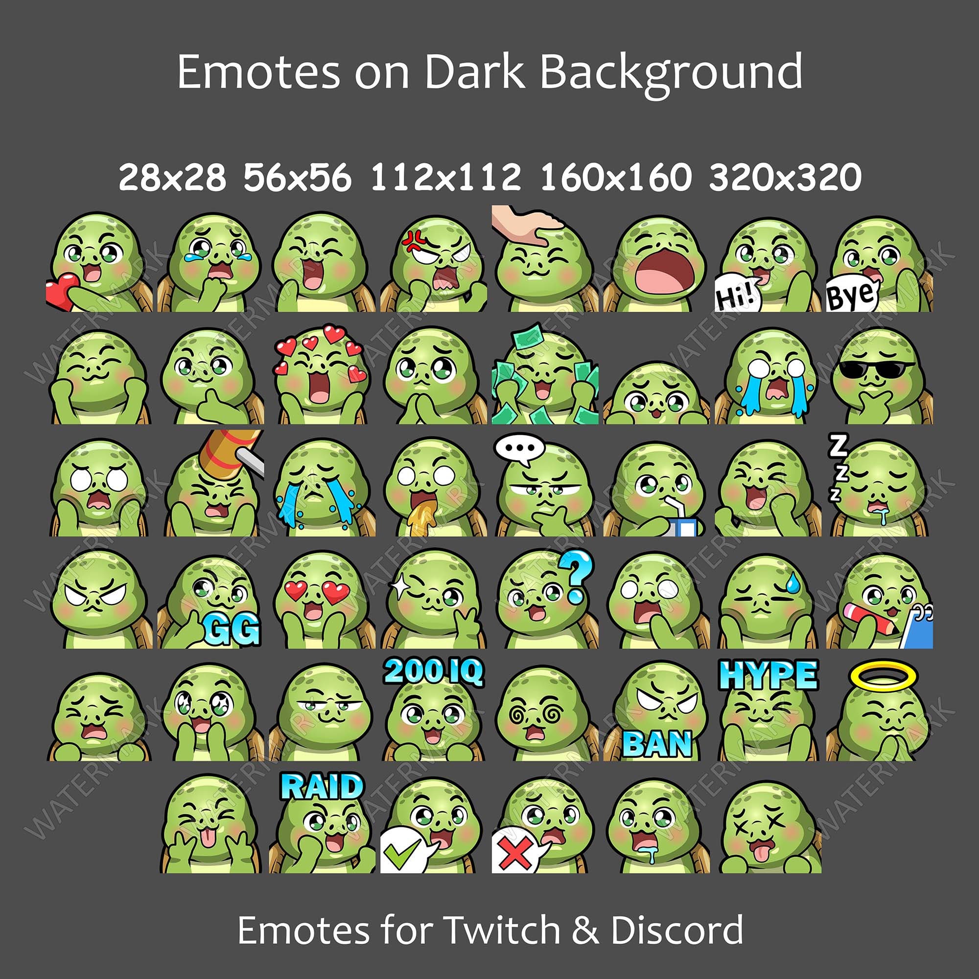 Turtle Emotes X 46 for Twitch and Discord Emote | Turtle Twitch Emote ...