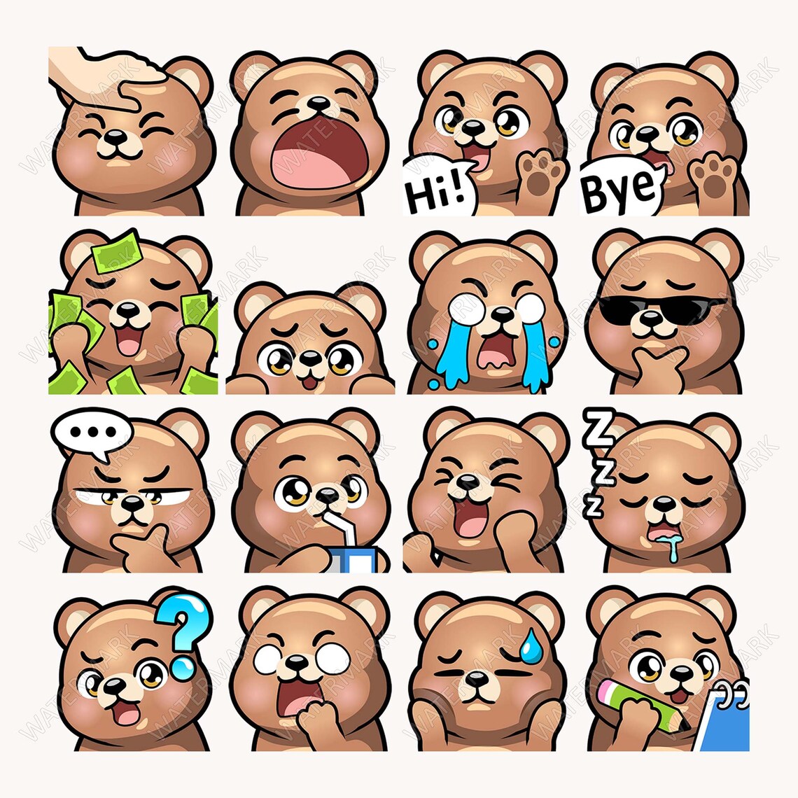 Brown Bear Emotes X 46 for Twitch & Discord Emote | Teddy Bear Twitch ...