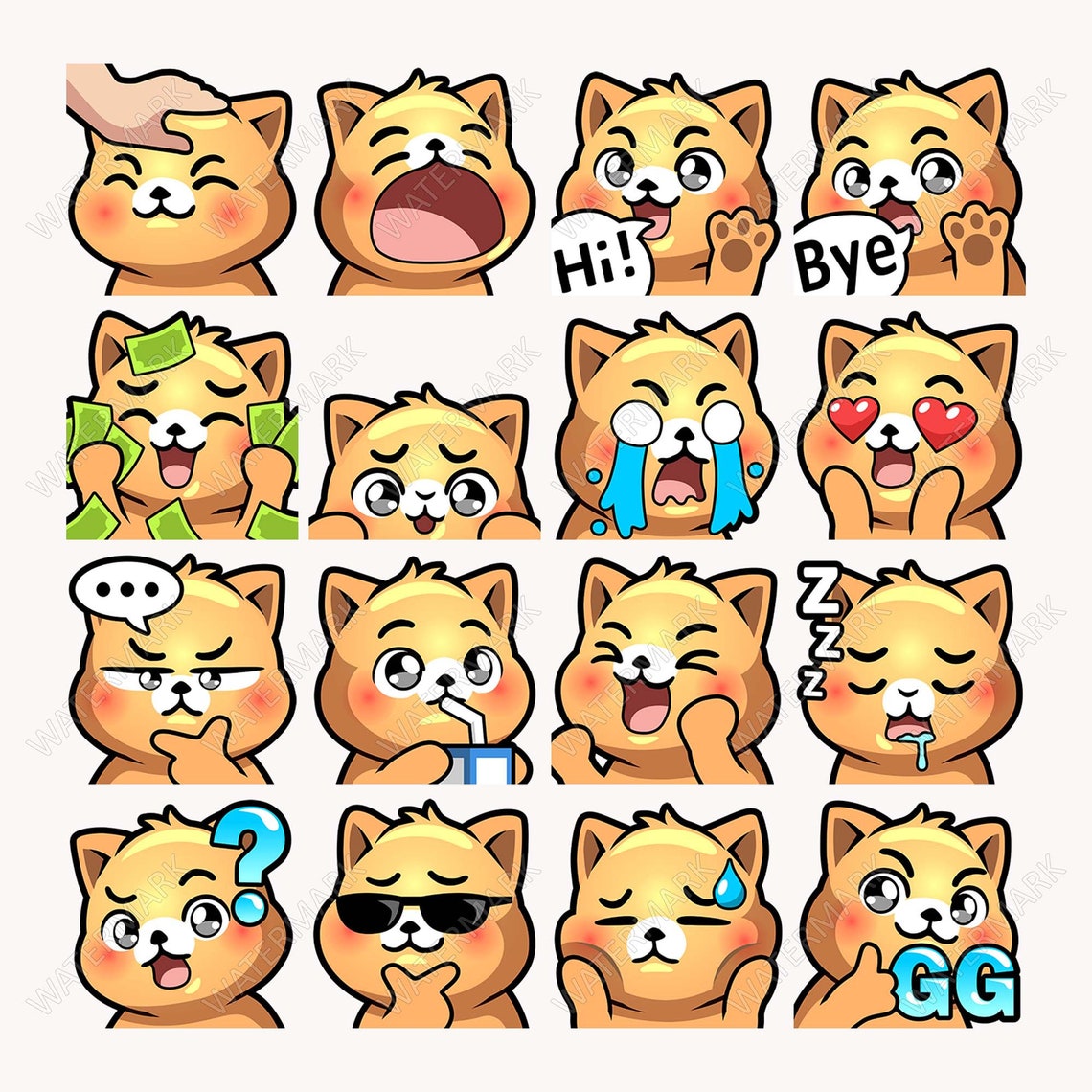 Orange Cat Emotes X 46 for Twitch & Discord Emote | Ginger Cat Twitch ...
