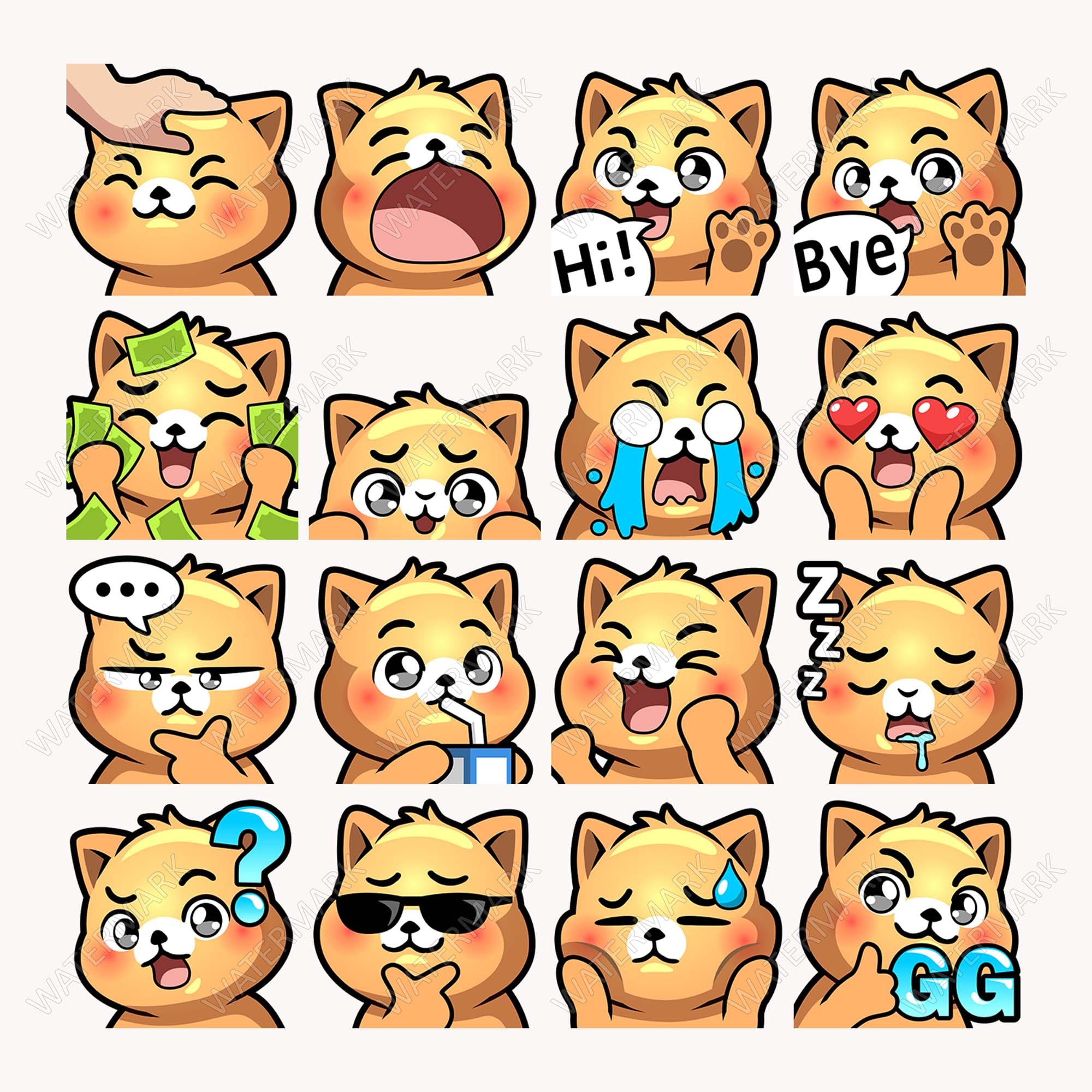 Orange Cat Emotes X 46 for Twitch & Discord Emote | Ginger Cat Twitch ...