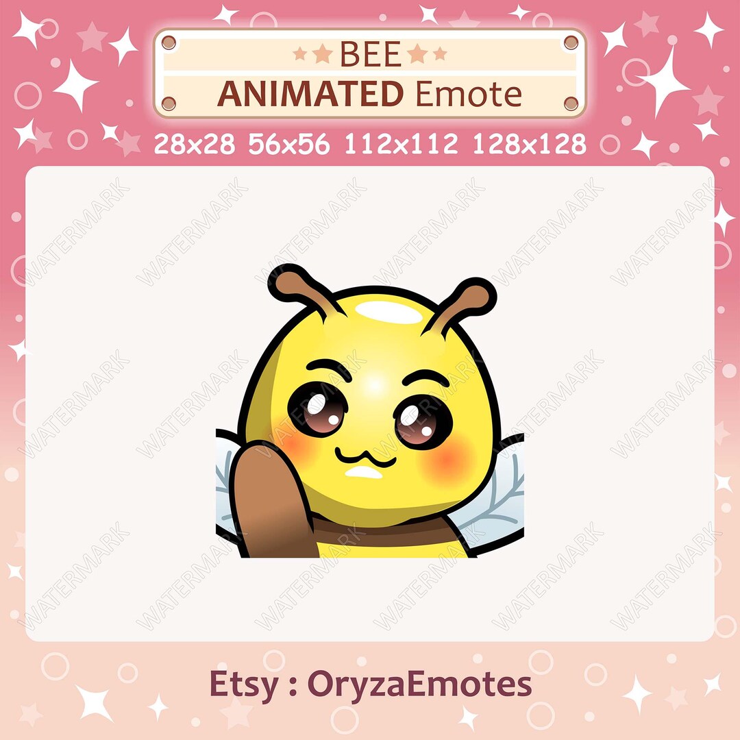 Animated Emote Bee Waving Emote / Twitch & Discord Hello Emote, Hi or ...