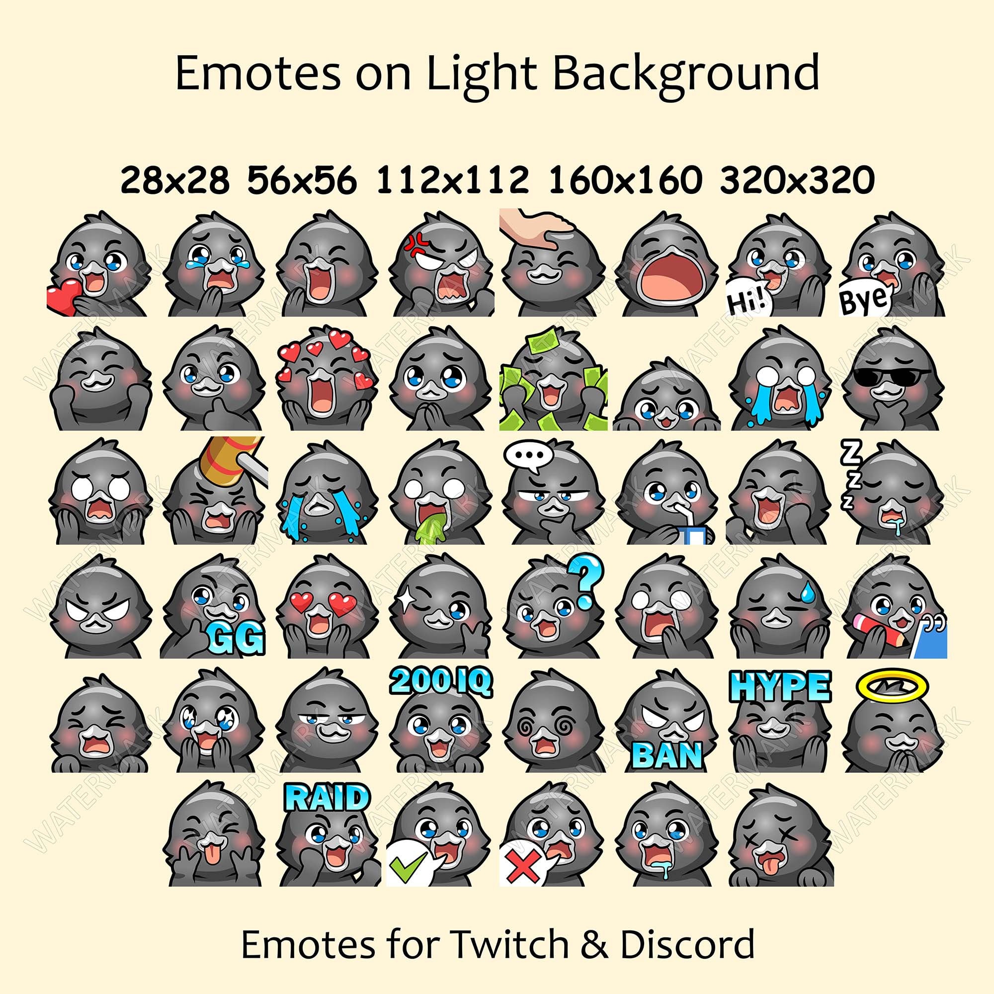 Crow / Raven Emotes X 46 for Twitch and Discord Emote Black Crow Twitch ...