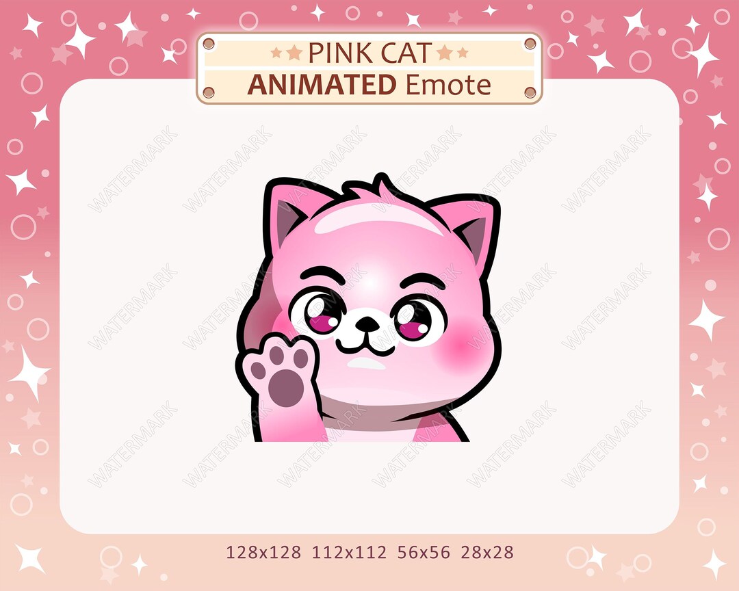 Animated Pink Cat Emote / Waving Emote / Hello Emote / Hi or Bye Emote ...