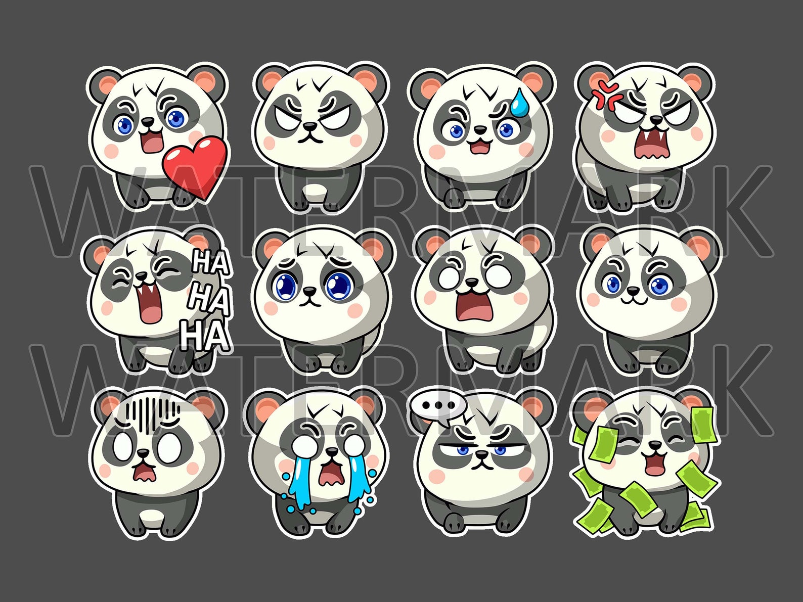 Panda Emotes X 46 for Twitch & Discord Emote and Whatsapp Emote / Cute ...