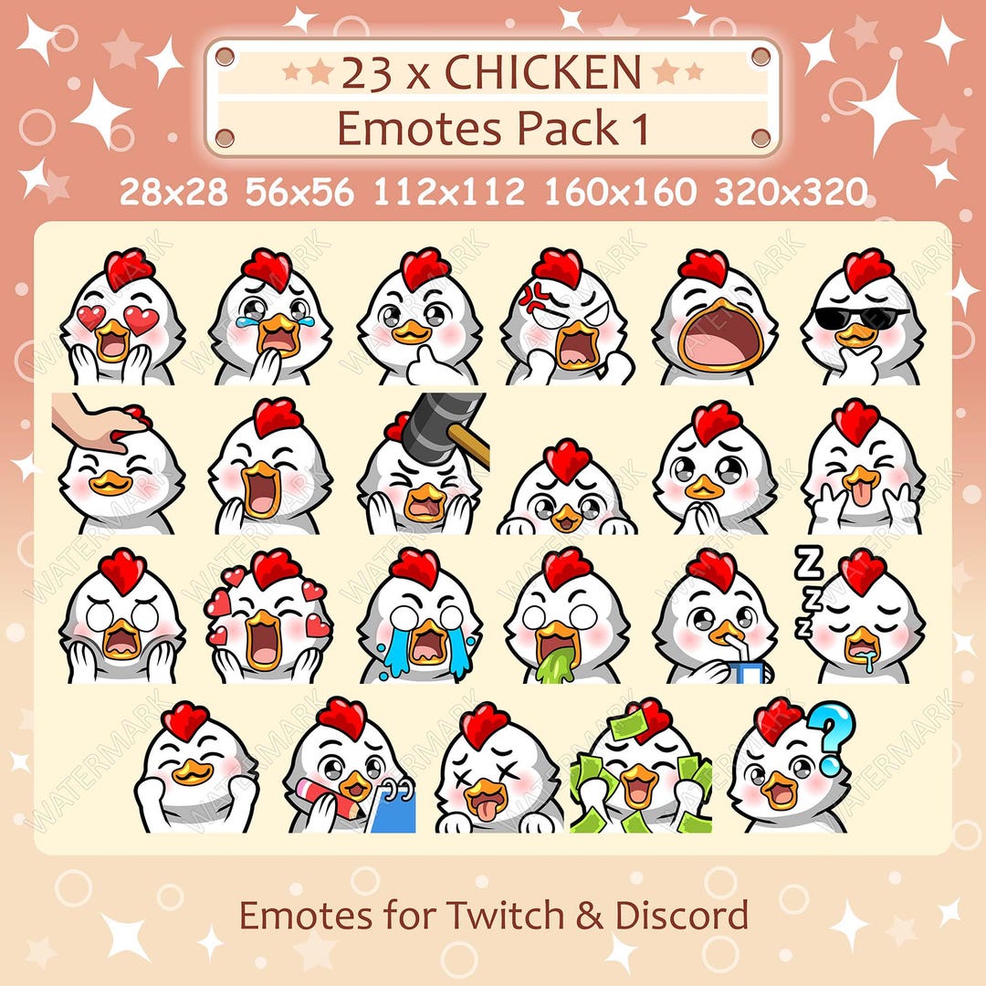 Chicken Emotes X 23 Pack 1 for Twitch & Discord Emote | Chicken Twitch ...