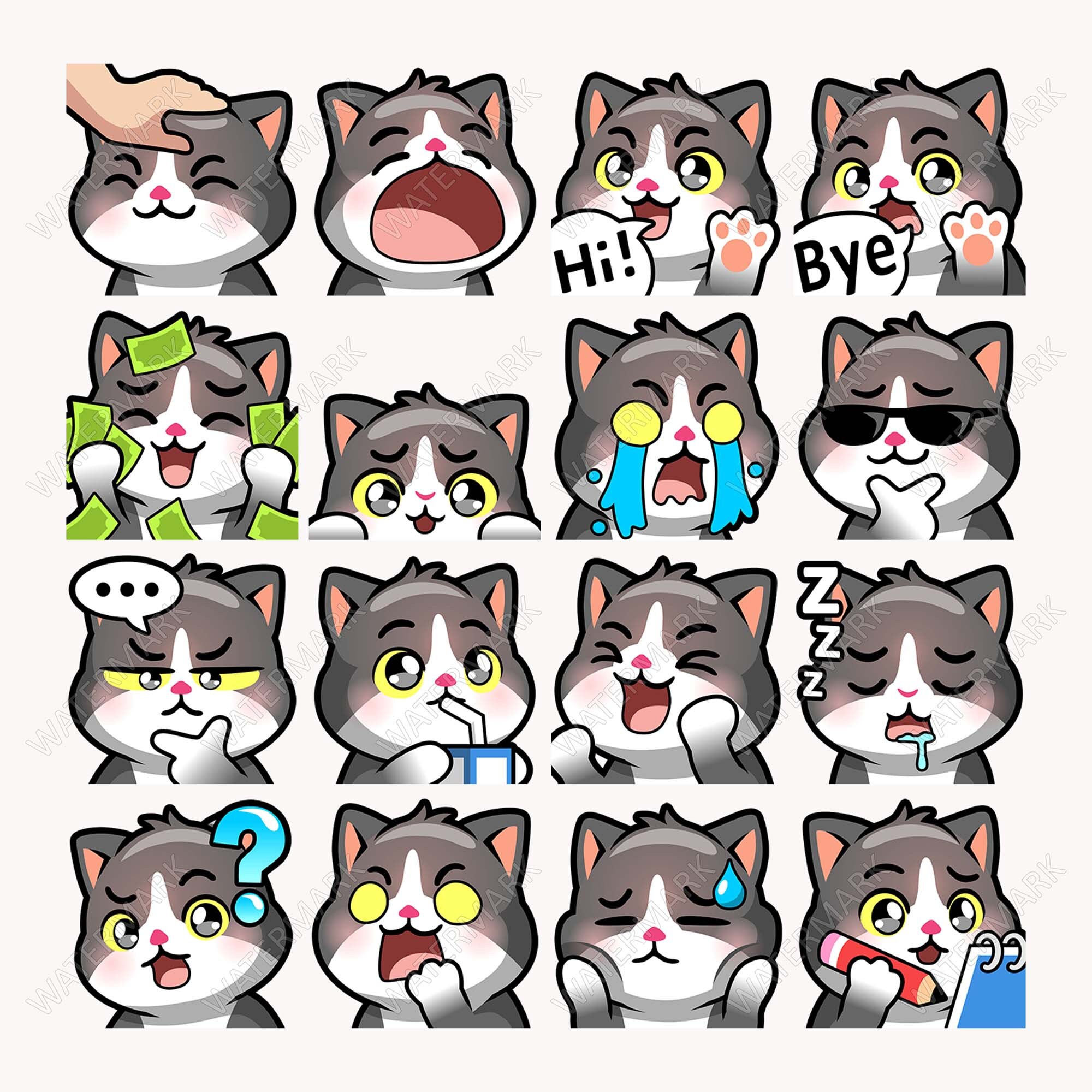 Tuxedo Cat Emotes X 46 for Twitch & Discord Emote | Tuxedo Cat Twitch ...